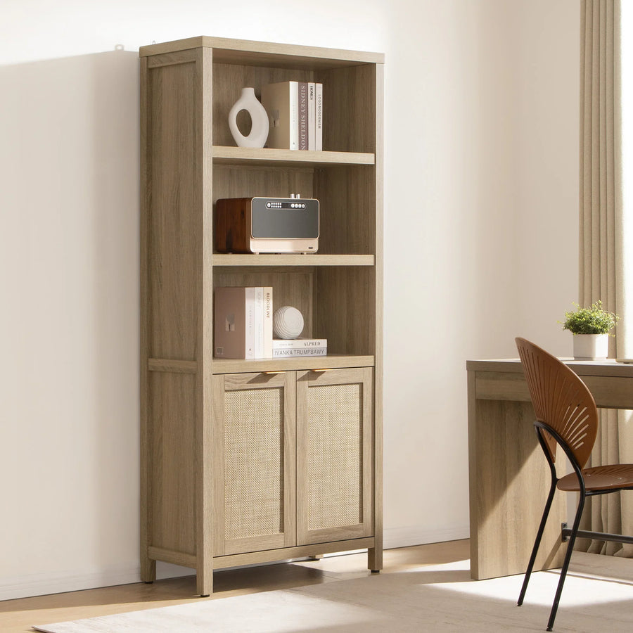 Savanna 5-Shelf Tall Bookcase, Tall Bookcase with Storage | Sicotas ...