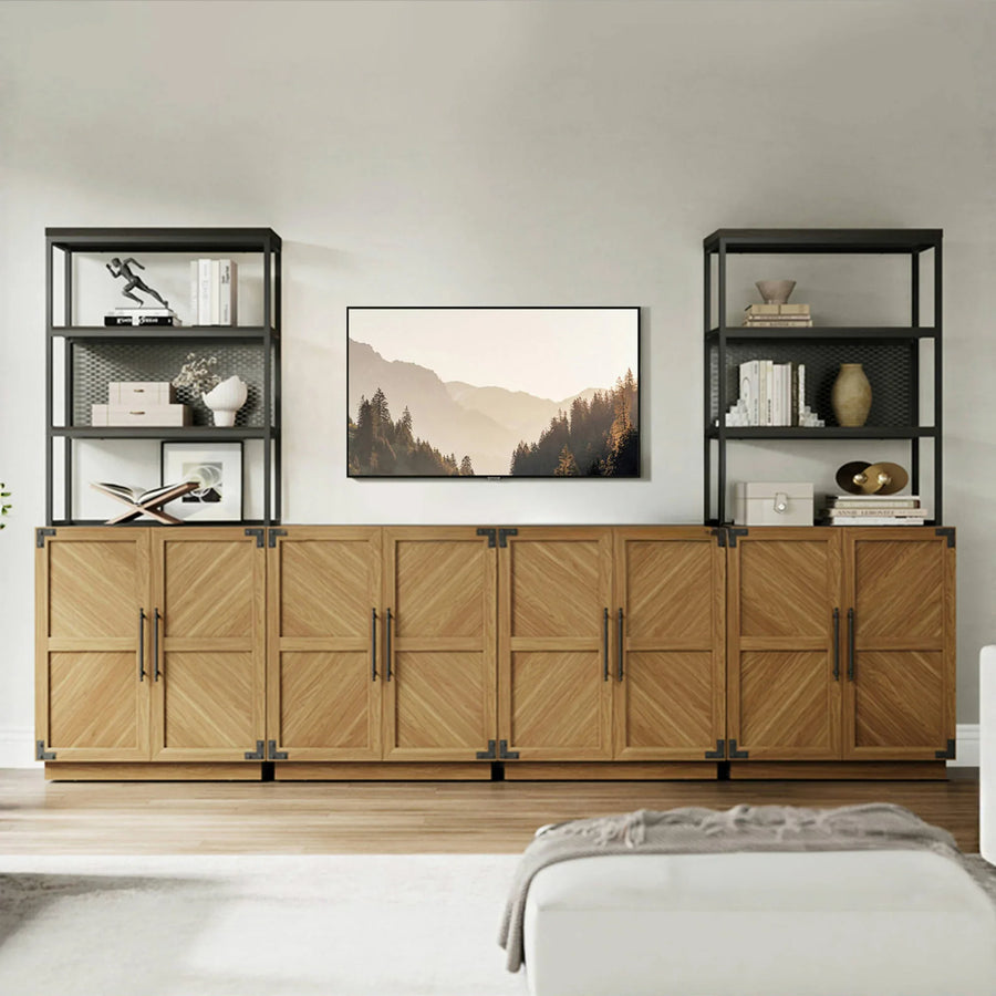 Willow Bookcase and Sideboard Set, Tall Bookcase with Storage | Sicotas ...